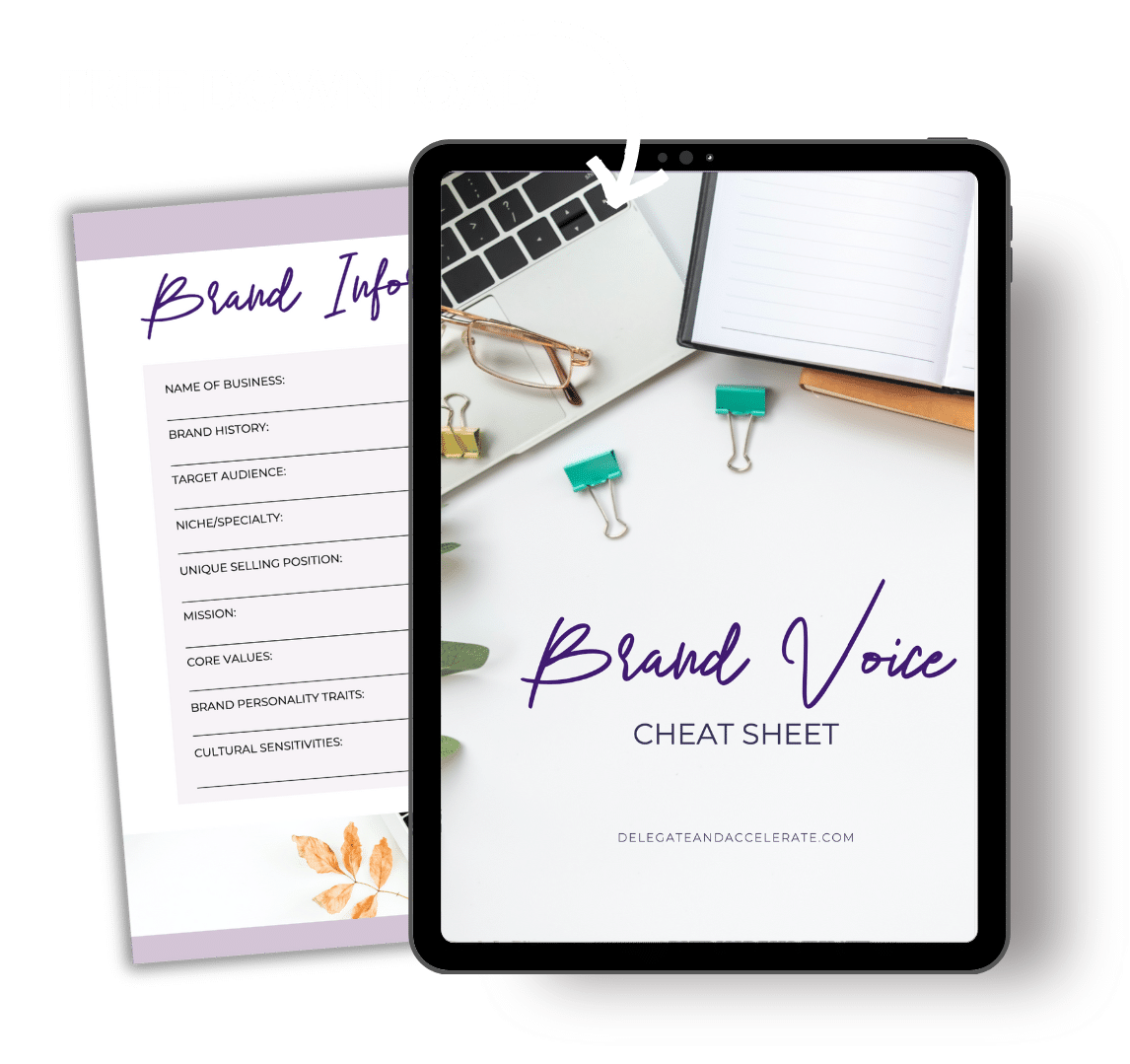 Brand Voice Guide Cheat Sheet Delegate And Accelerate